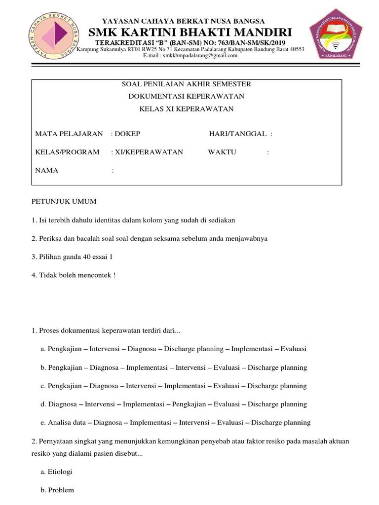 Pat Dokep 2023 - Xi Keperawatan | PDF | Kesehatan Holistik