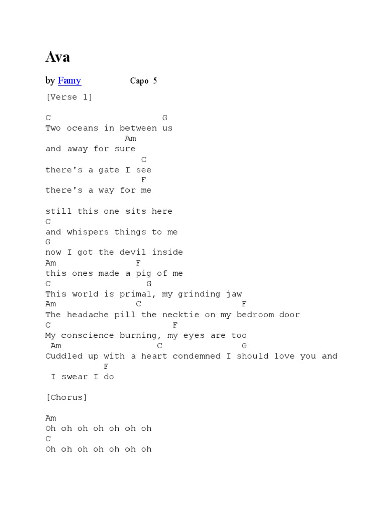 Ava Famy Lyric Chord | PDF