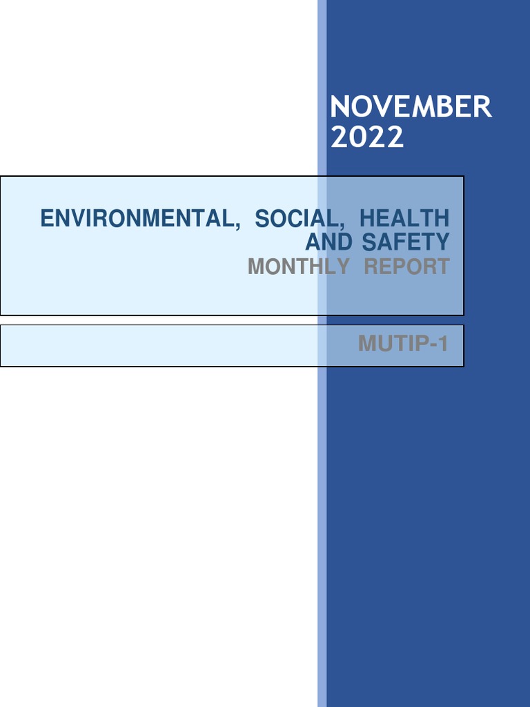 MUTIP 1 ESHS Monthly Report November 2022 | PDF
