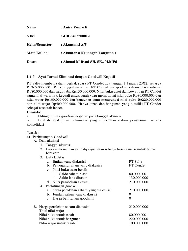 Anisa Yuniarti - 41033403200012 - Akuntansi A - Tugas 3 AKL 1 | PDF | Pengelolaan Keuangan ...