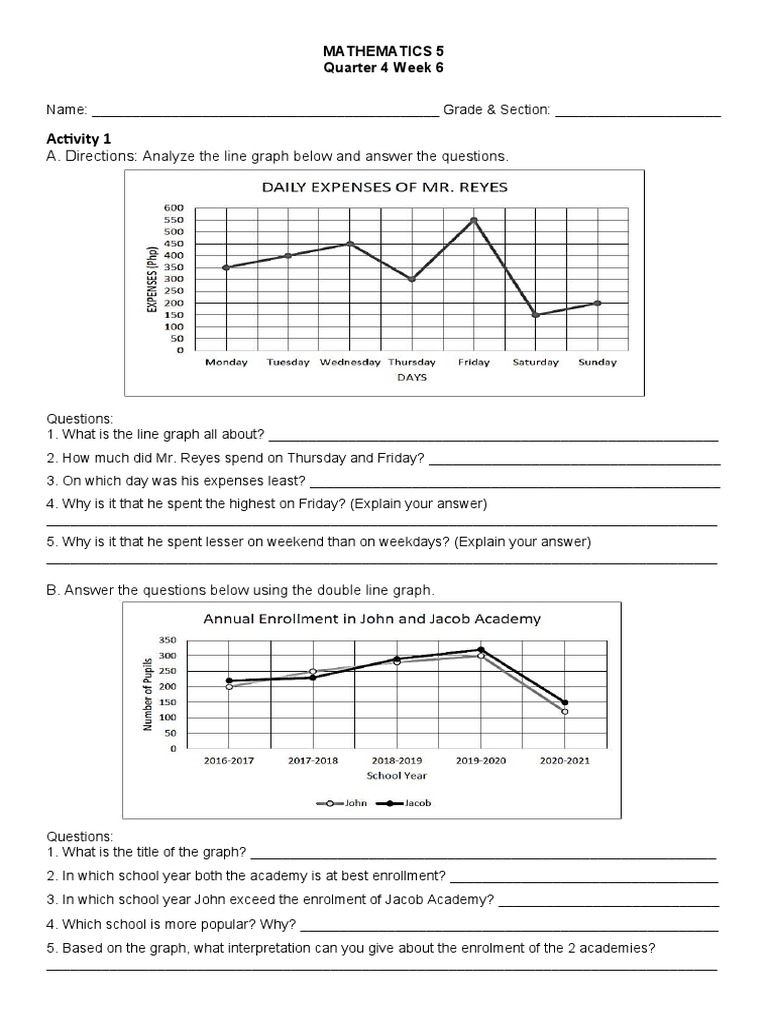 Line and Double Graph Analysis Activity | PDF