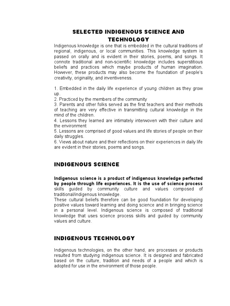 STS Selectected Indigenous Science | PDF | Food Preservation | Science