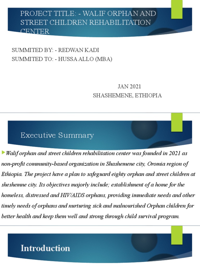 Project Proposal Redwan Kadi | PDF | Ethiopia | Orphanage