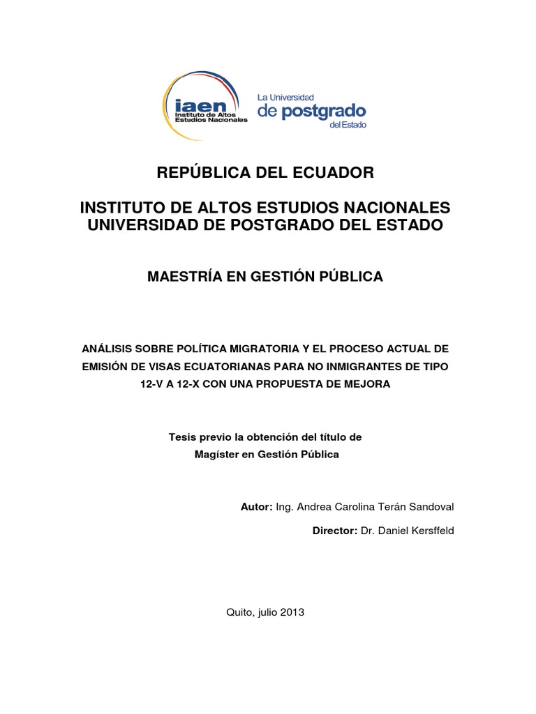 Tesis Andrea Terán S. | PDF | Ecuador | Migración humana Tesis Andrea Terán S. | PDF | Ecuador | Migración humana