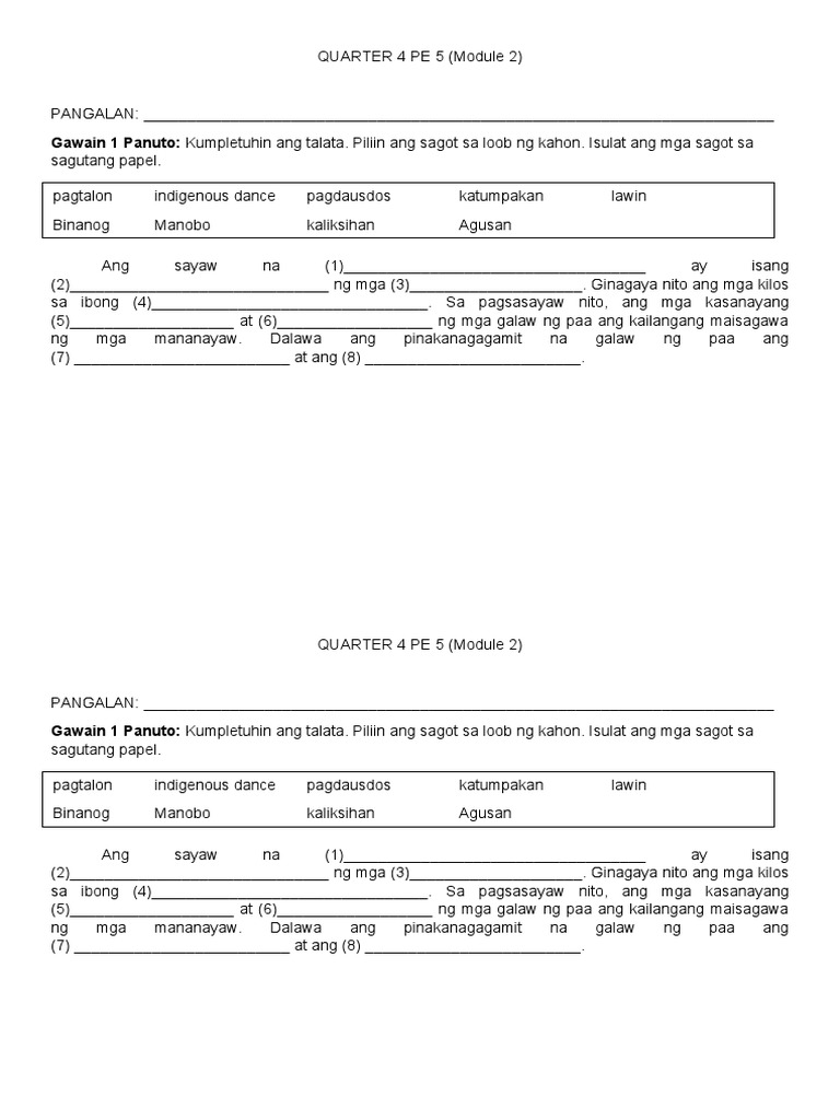 Quarter 4 Pe 5 Activity | PDF
