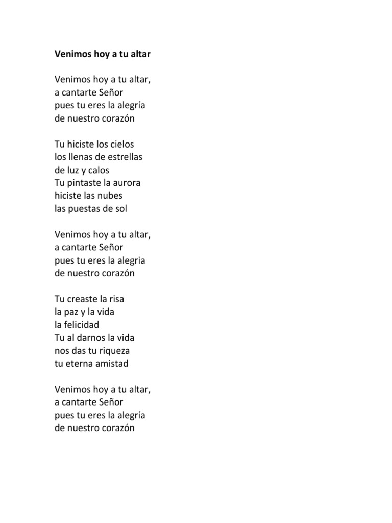 Venimos Hoy A Tu Altar | PDF