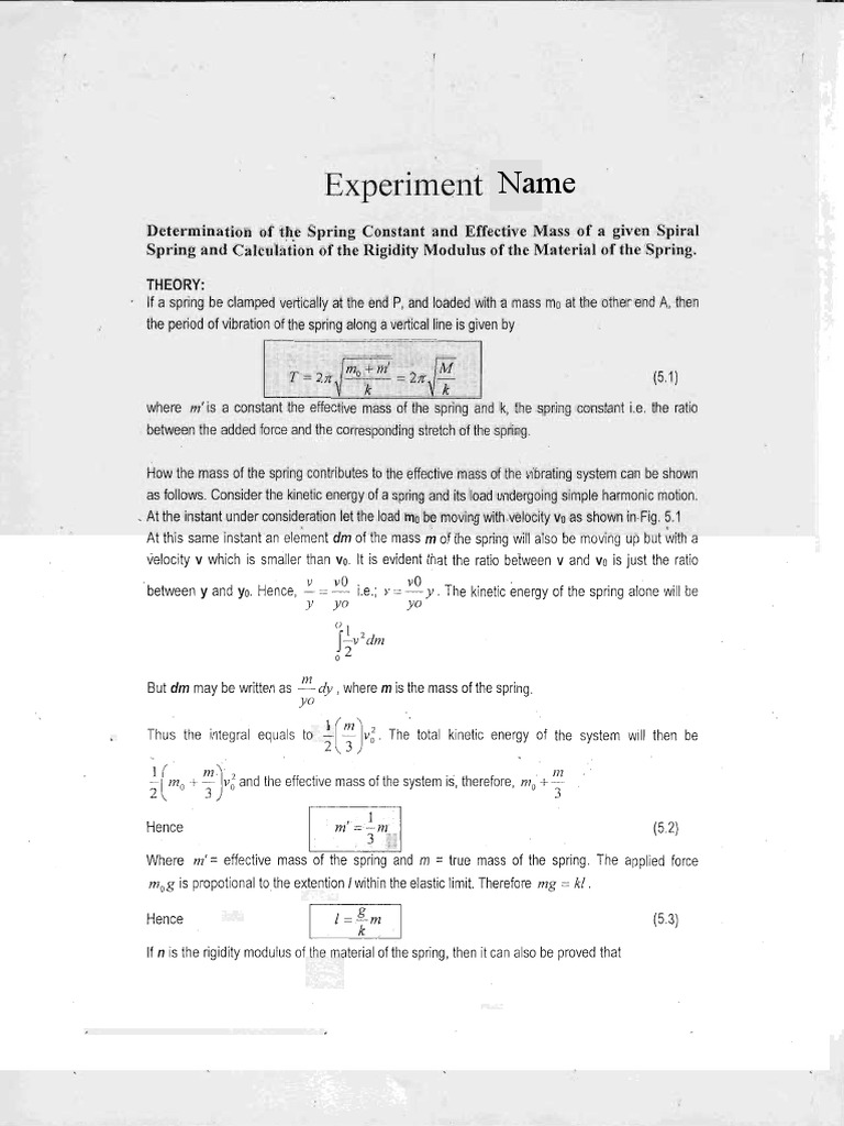 3. Spring Constant, effective mass and modulus of rigidity | PDF
