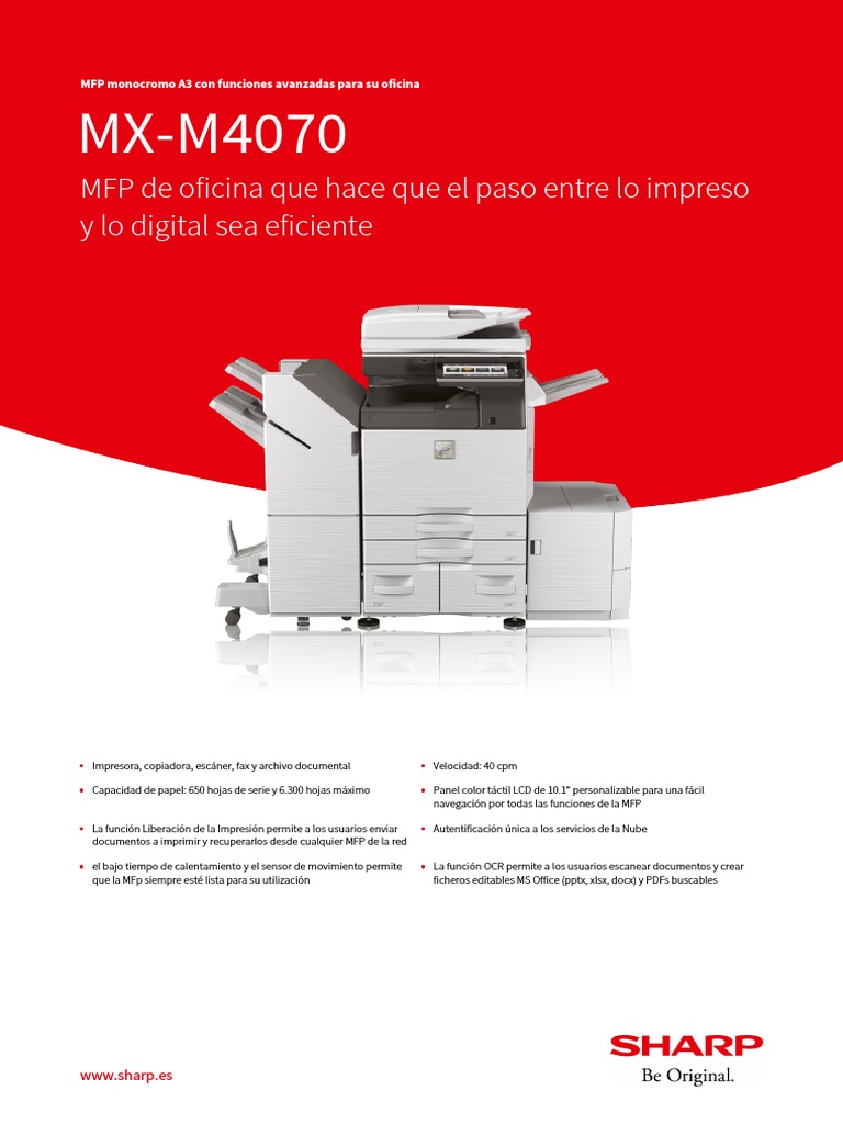 MFP A3 Sharp MX-M4070: Eficiencia y Versatilidad | PDF | Escáner de ...