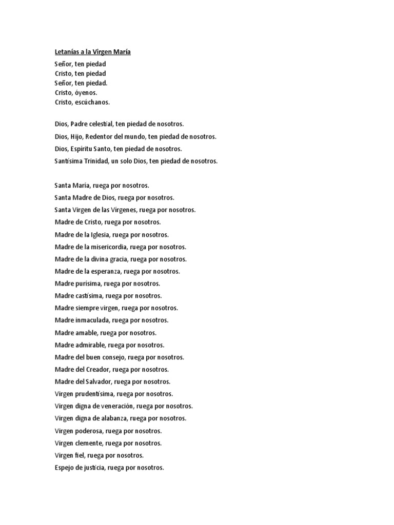 Letanías A La Virgen María | PDF | María, madre de Jesús | Cristo (título)