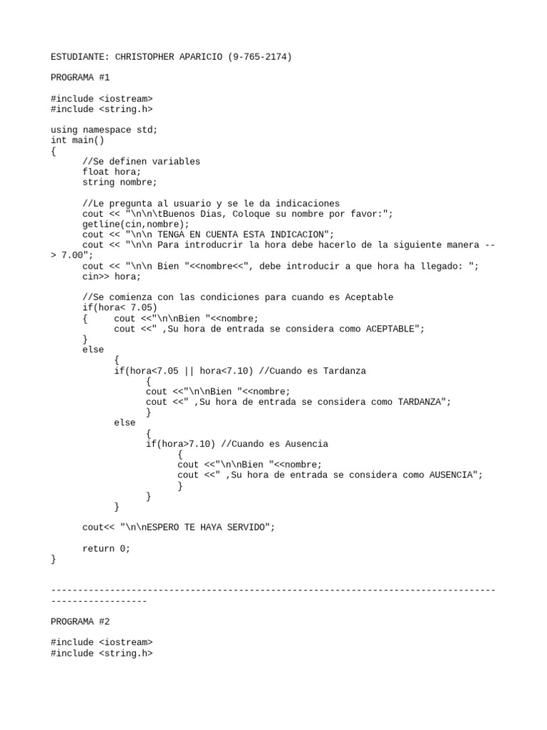 Programas de C++ | PDF | Computadoras