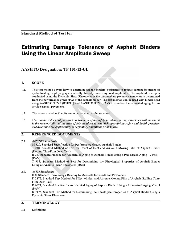 AASHTO TP101-12 Standard method of test for estimating damage tolerance ...