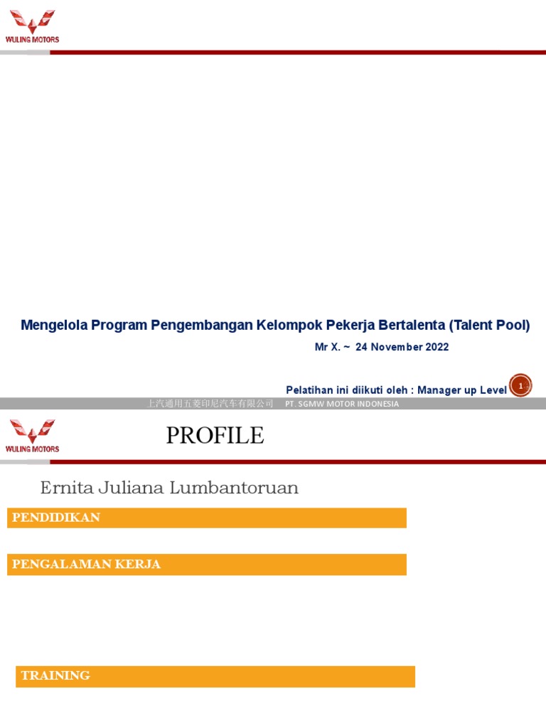 Contoh Mengemas Materi Program Pengembangan Kelompok Pekerja Bertalenta (Talent Pool) - R1 | PDF