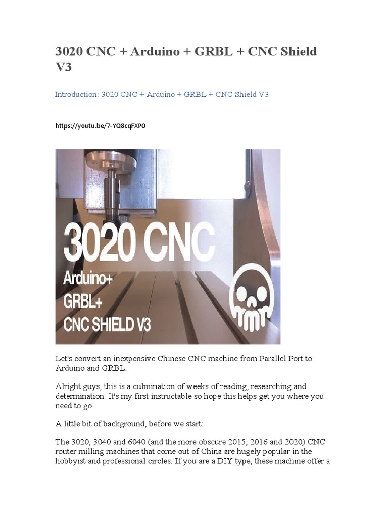 3020 CNC + Arduino + GRBL + CNC Shield V3 | PDF | Numerical Control | Manufactured Goods