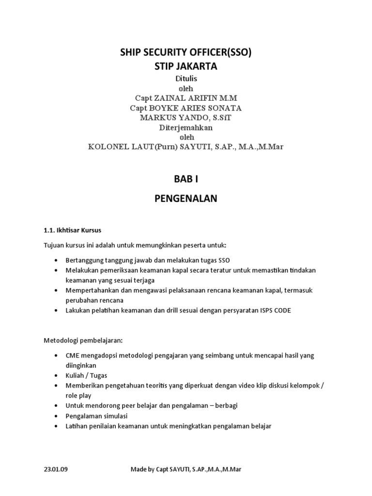 Ship Security Officer (Sso) | PDF | Sejarah