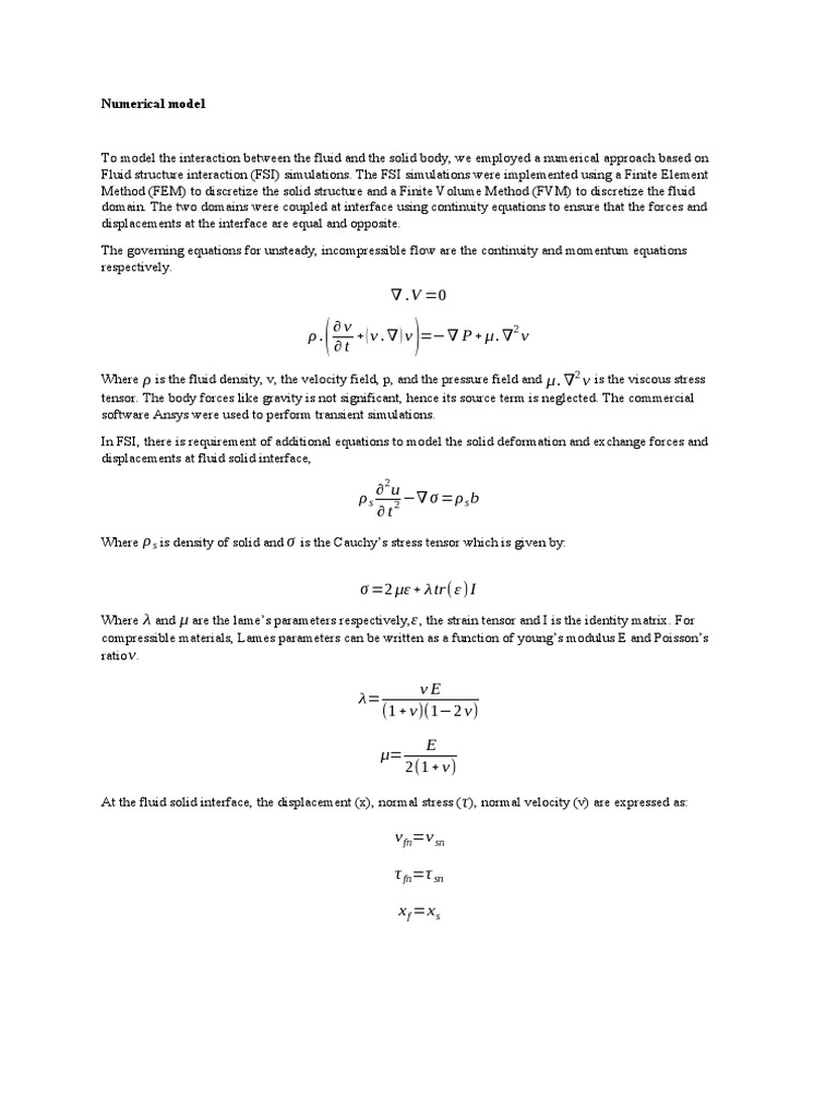 Numerical Model For FSI | PDF | Stress (Mechanics) | Civil Engineering