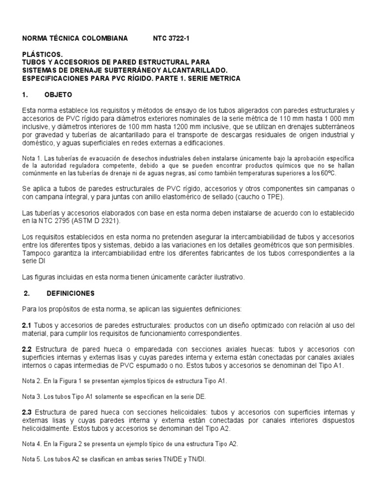 NTC 3722-1 Especificaciones para PVC Rígido Parte1 | PDF | Cloruro de polivinilo | Tubería ...