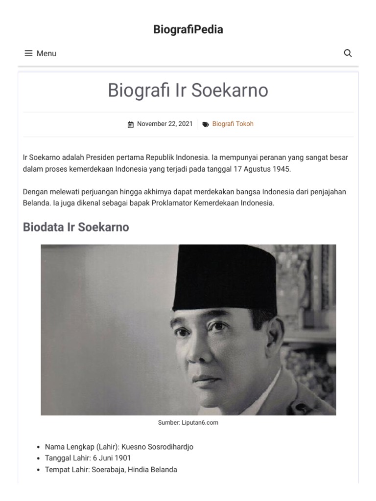 Biografi Ir Soekarno Presiden Pertama Indonesia | PDF