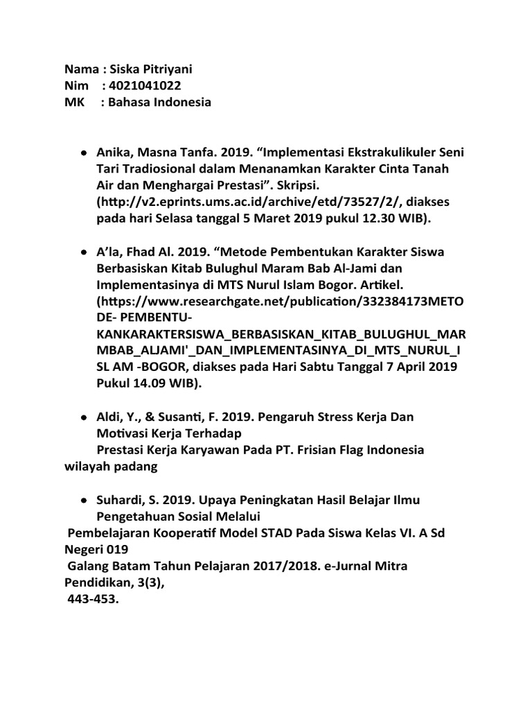 Tugas Indonesia Siska Pitriyani | PDF