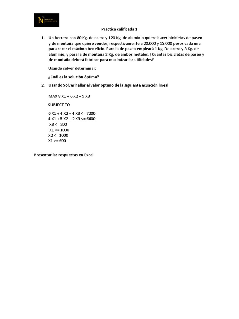 Practica Calificada 1 | PDF