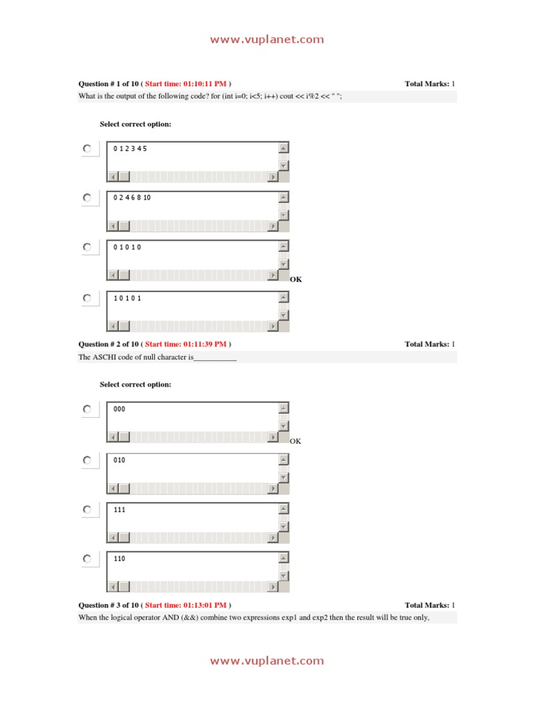 cs201 Quiz 1 To 15helpfull in Exam | PDF