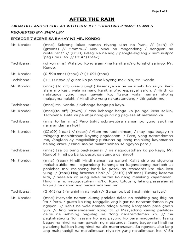 After The Rain (Tagalog Script) | PDF