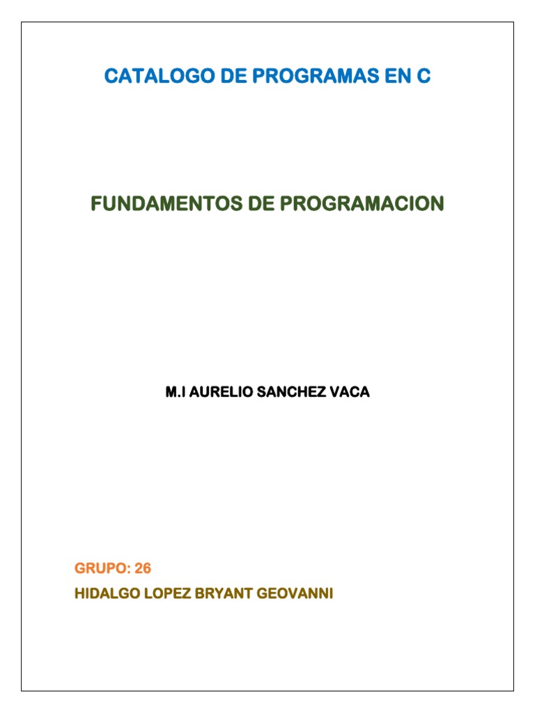 FP - Catalogo de Programas - Hidalgo Lopez Bryant | PDF | Datos de ...
