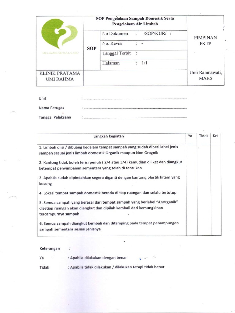 Sop Limbah Domestik | PDF