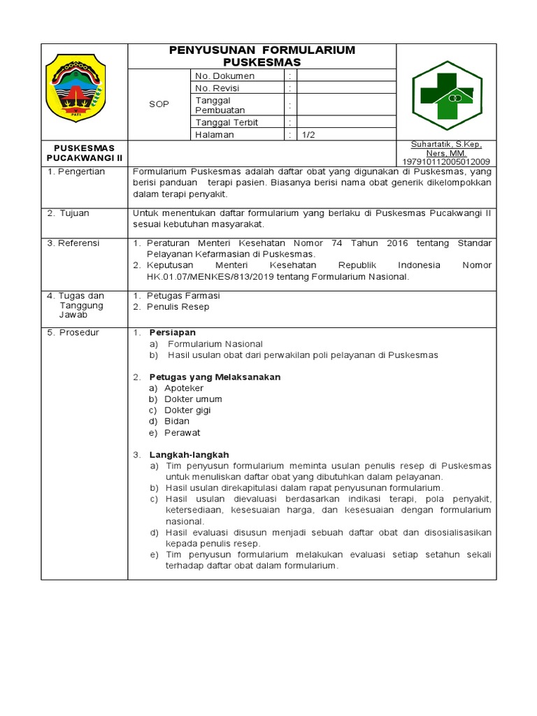 Sop Penyusunan Formularium Puskesmas Pdf