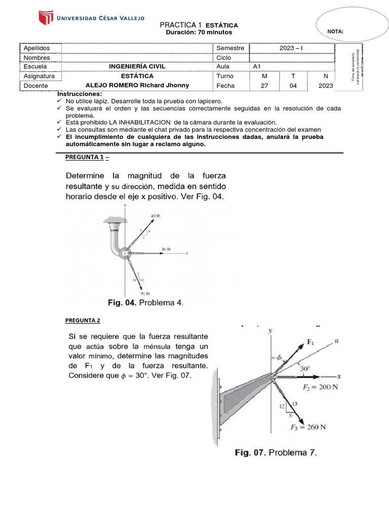PC1 Estatica 2023 | PDF