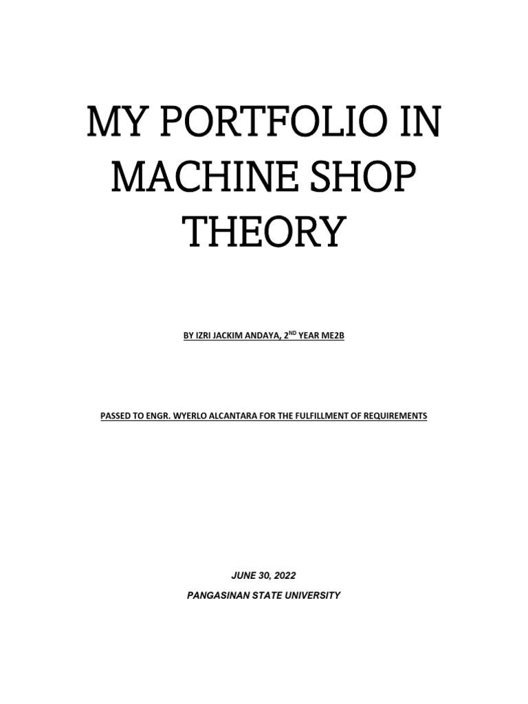 Machine Shop Theory Portfolio | PDF