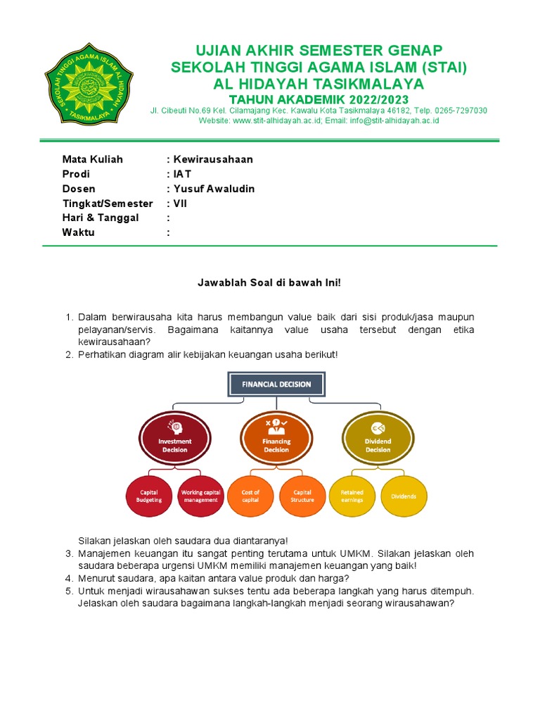 UAS 22-23 - IAT STAI Al Hidayah | PDF