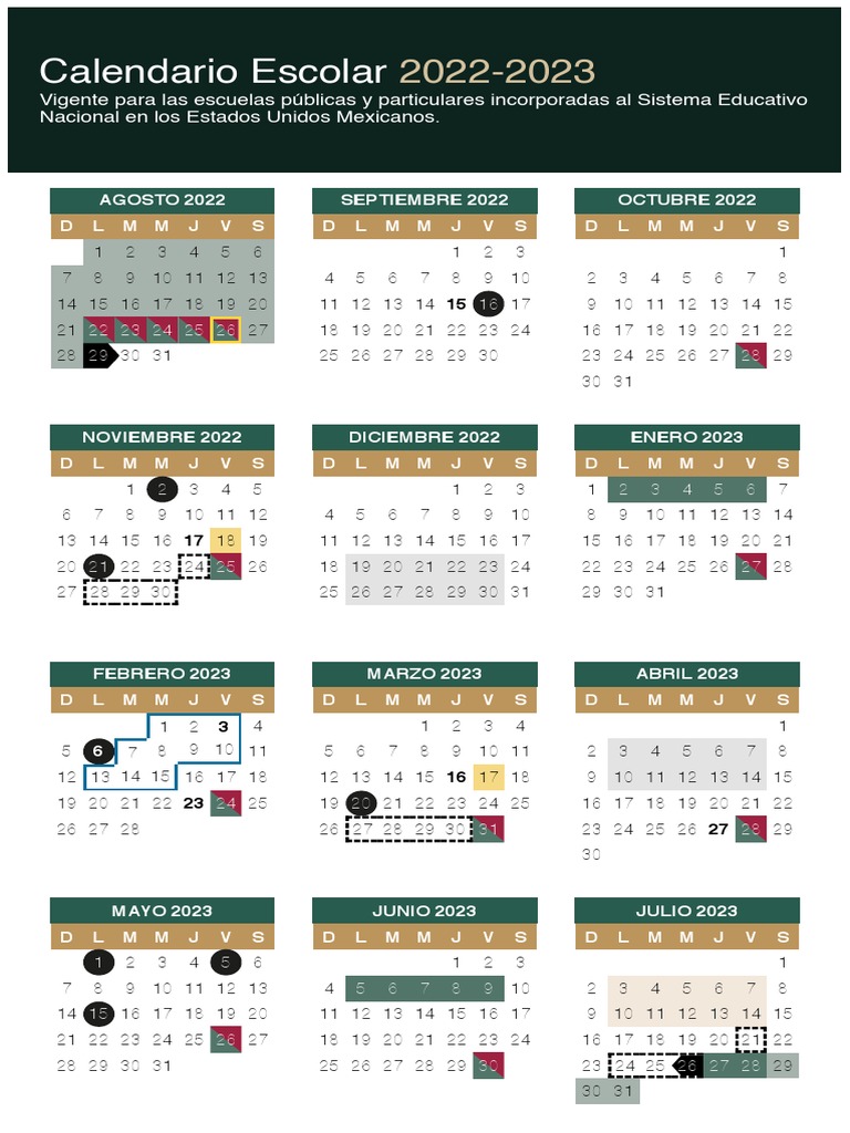 Calendario Escolar 2022-2023 México | PDF