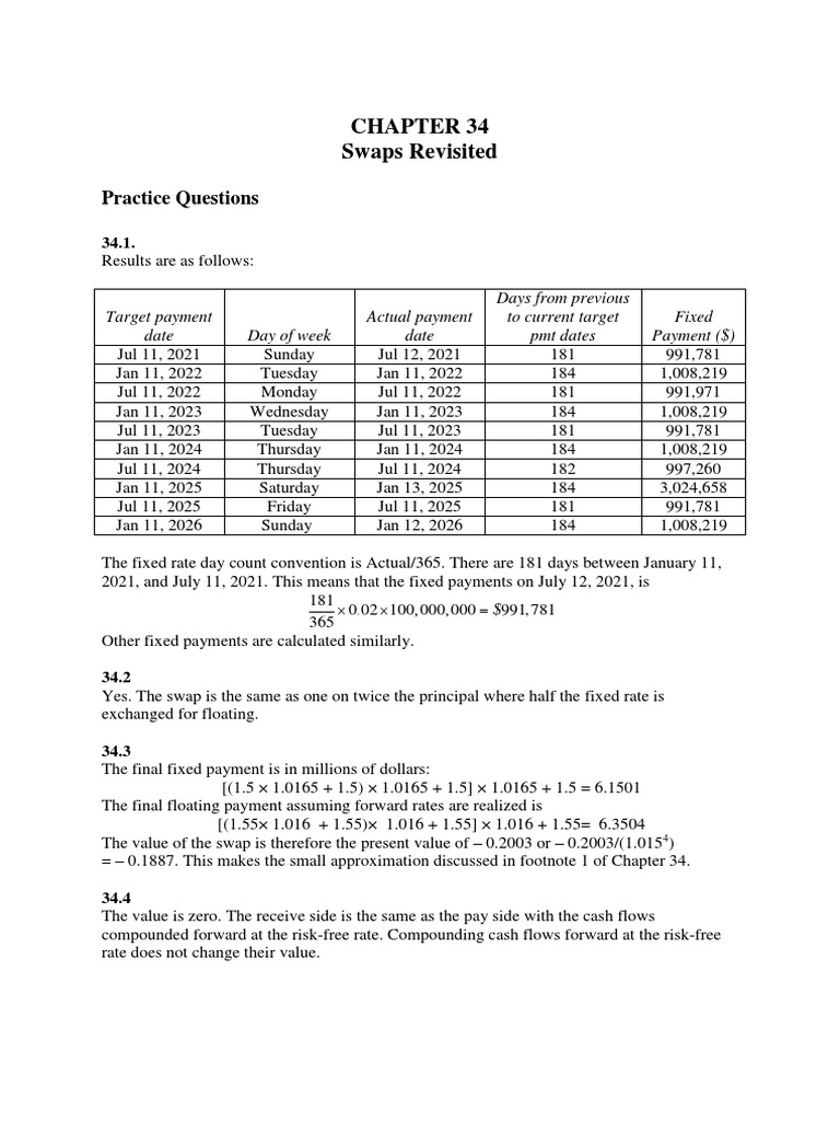 Swaps Analysis and Payment Calculations | PDF