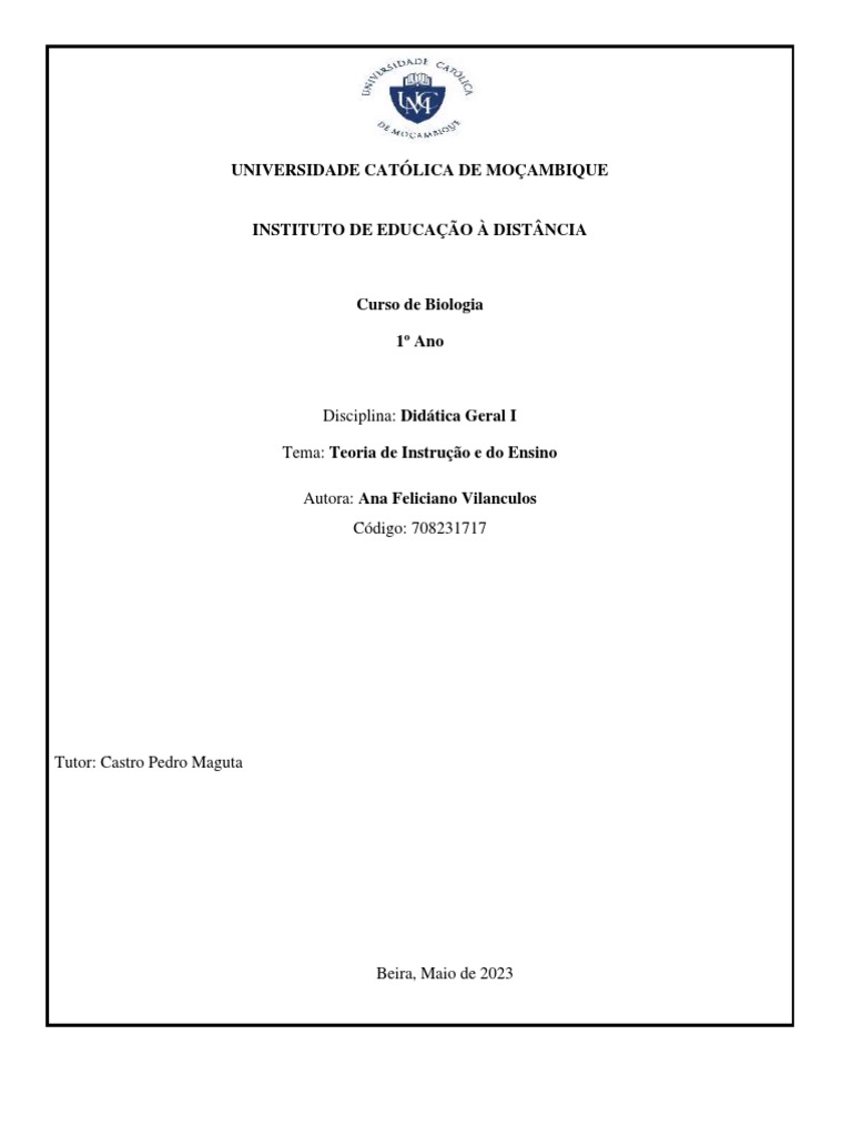 Didatica Geral I | PDF | Aprendizado | Pedagogia