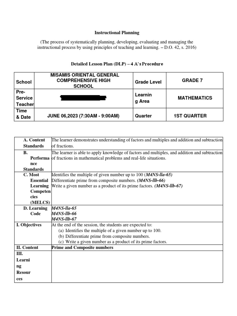 M4NS-lla and M4NS-llb | PDF | Learning | Lesson Plan