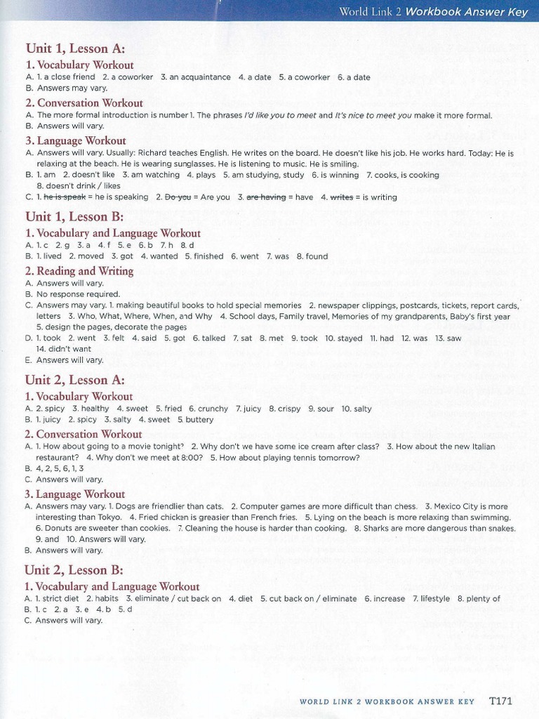 World Link 2 Workbook Answer Key Seven I | PDF