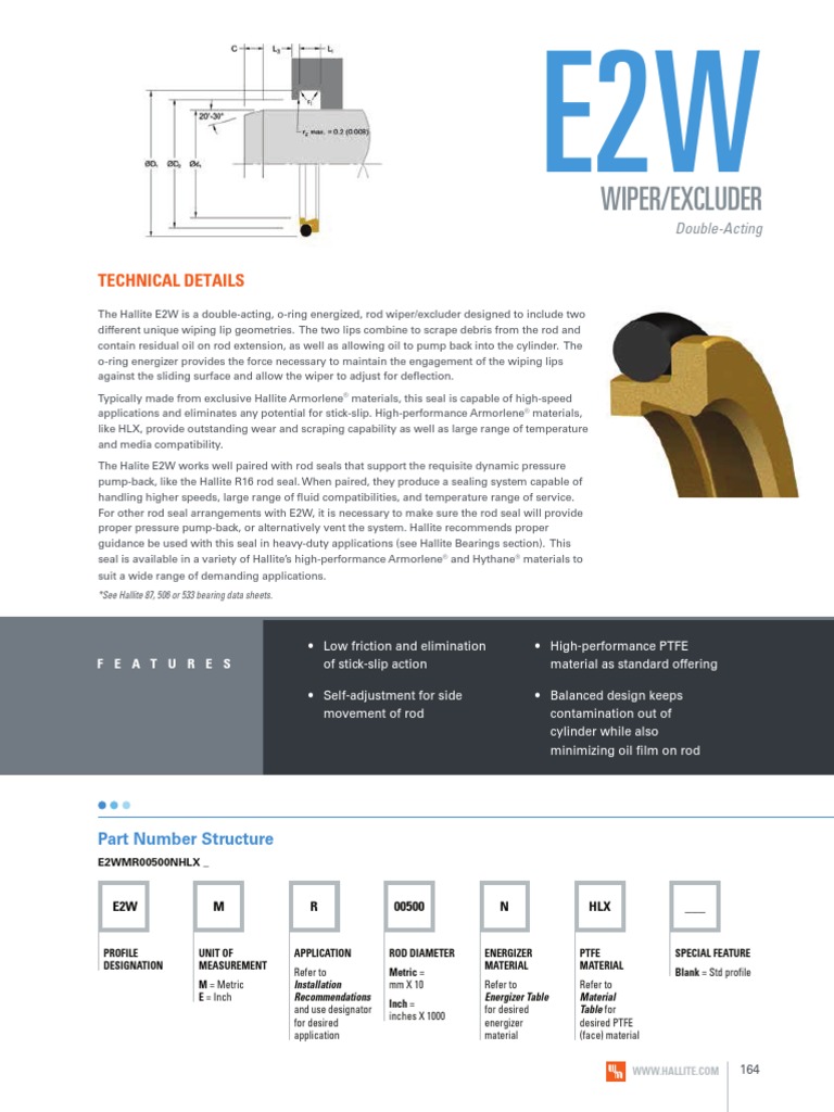 HALLITE - Wiper Seal E2W | PDF | Friction | Extrusion