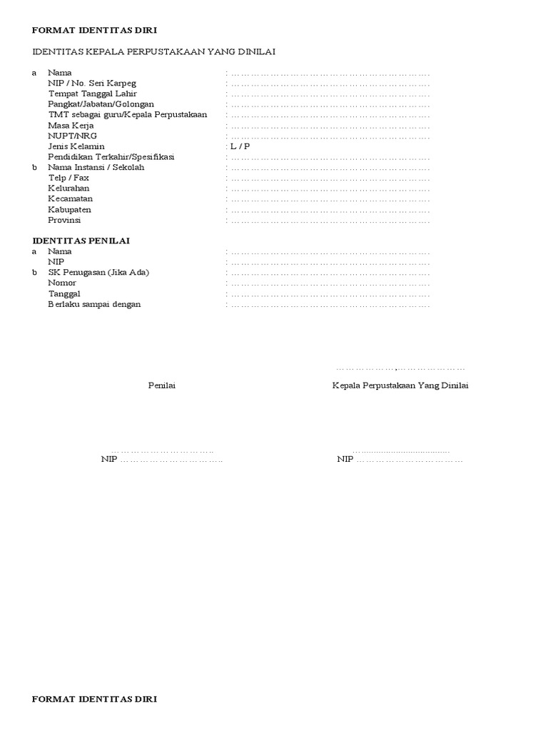 Format Identitas Diri | PDF