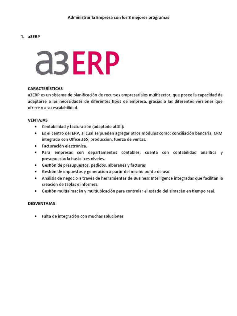 Administrar La Empresa Con Los 8 Mejores Programas | PDF ...