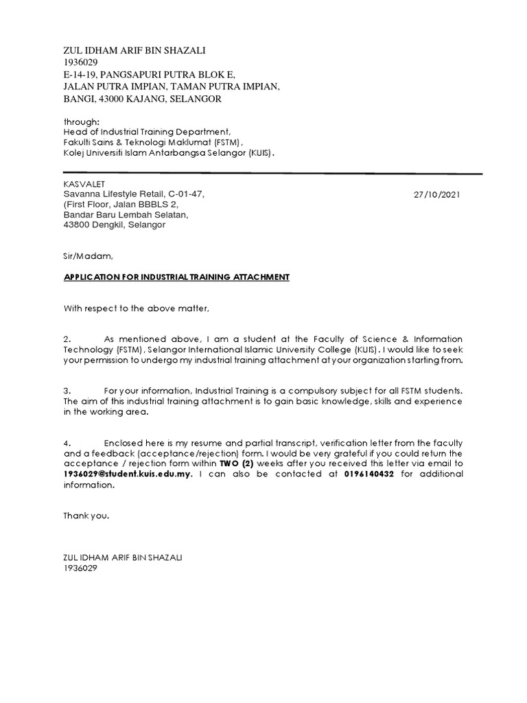 Application Letter | PDF