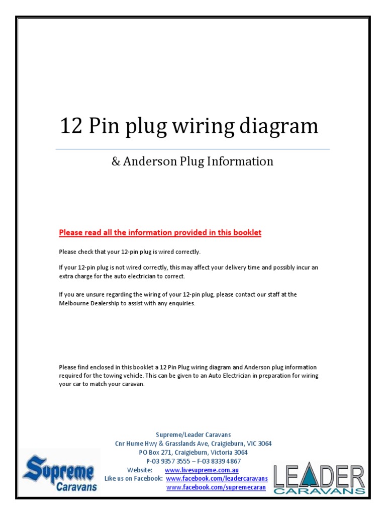 12 Pin Trailer Plug & Anderson Plug Wiring Diagrams | PDF