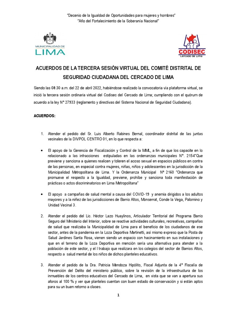 Acuerdos 3 | PDF | Lima | Gobierno