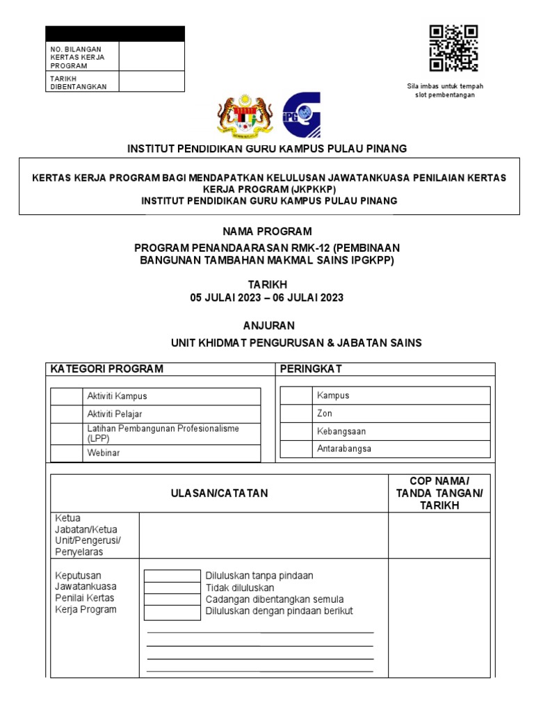 Program Penandaarasan RMK-12 IPGKPP | PDF | Teknologi & Rekayasa