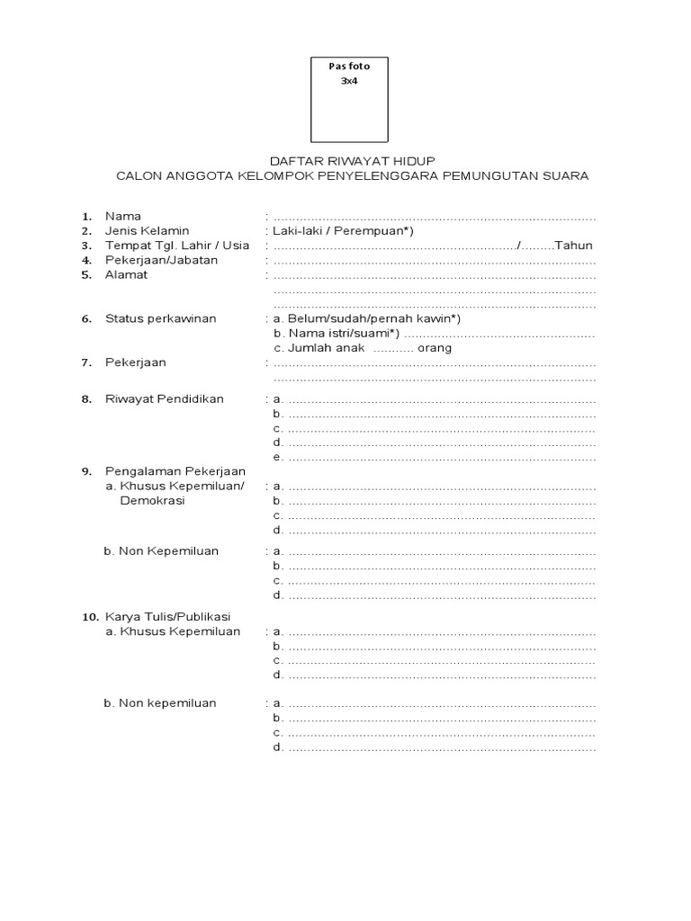 Formulir Pendaftaran KPPS | PDF