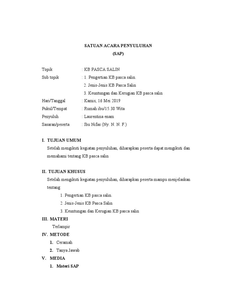 Sap KB Pasca Salin | PDF