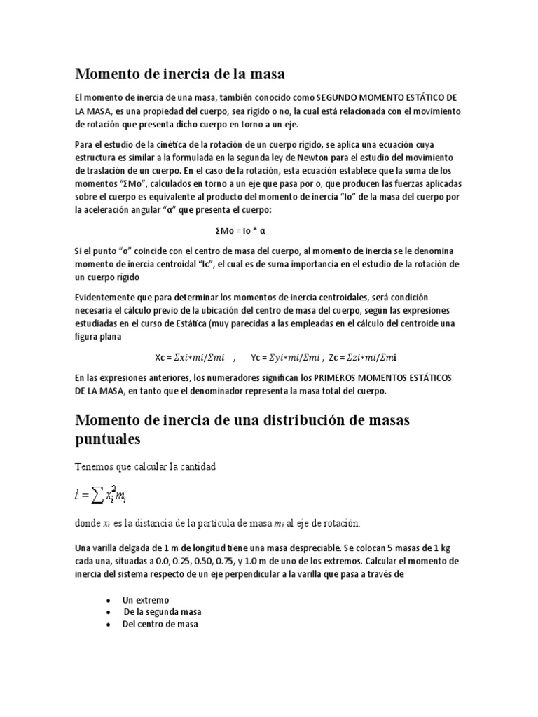 Momento de Inercia de La Masa | PDF