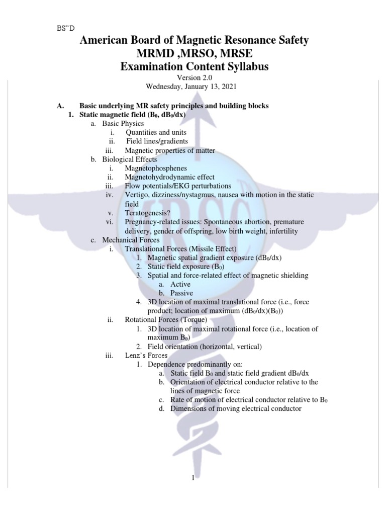 MRMD MRSO MRSE Examination Content Syllabus Jan 13 2021 | PDF | Legal ...