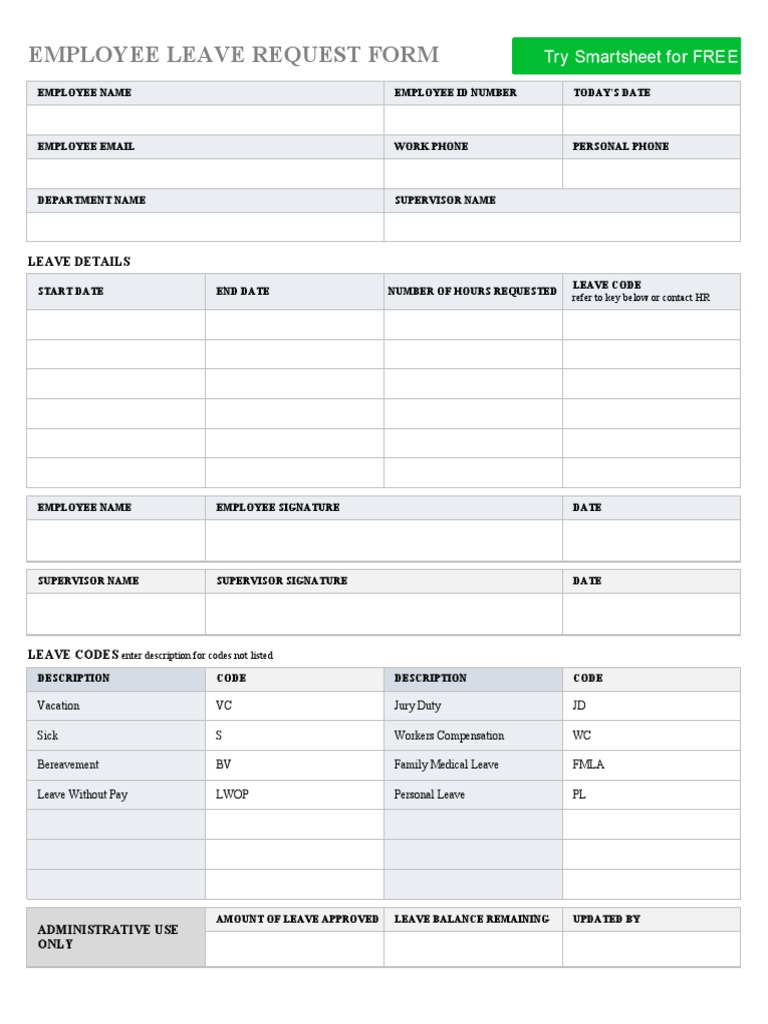 IC Employee Leave Request Form 10678 | PDF