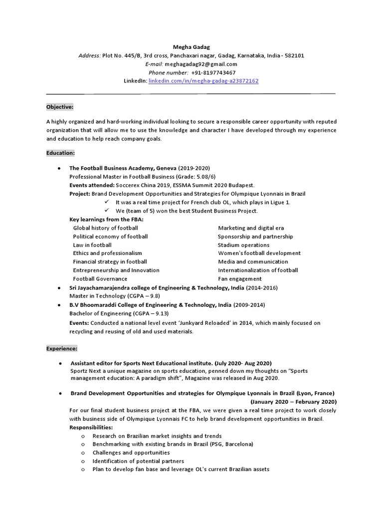 CV Megha | PDF | La Liga