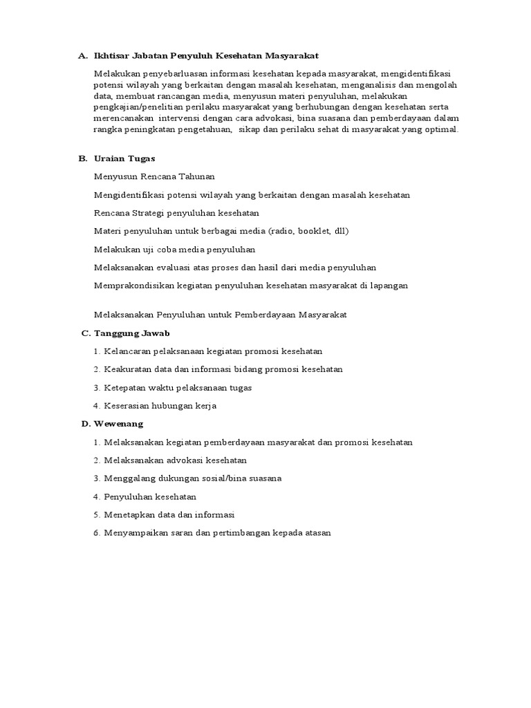 Ikhtisar Jabatan Penyuluh Kesehatan Masyarakat | PDF | Ilmu Sosial